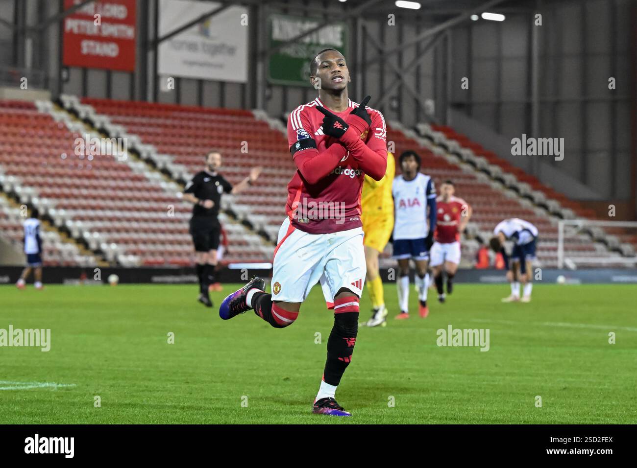 Manchester United forward Malachi Sharpe celebrates his GOAL 1-0 during ...