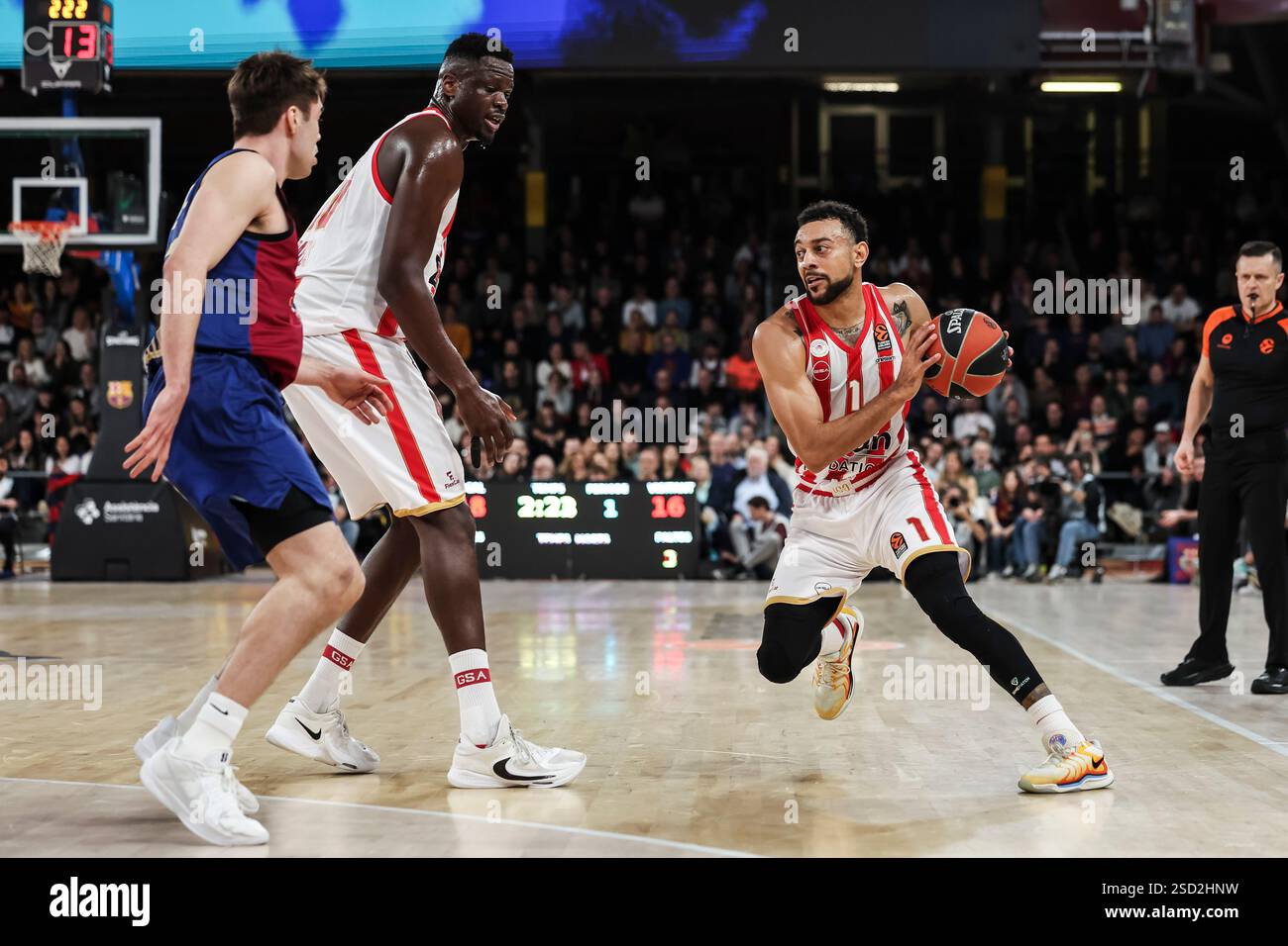 Nigel Williams-Goss and Moustapha Fall of Olympiacos Piraeus in action ...