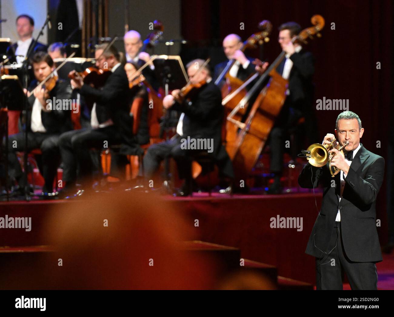 Dresden, Germany. 07th Feb, 2025. Till Brönner, jazz musician, plays at ...
