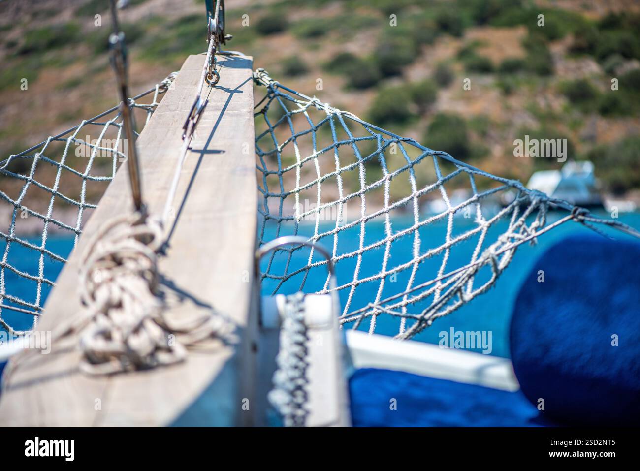 A detailed view of the essential components of a sail, including ropes ...
