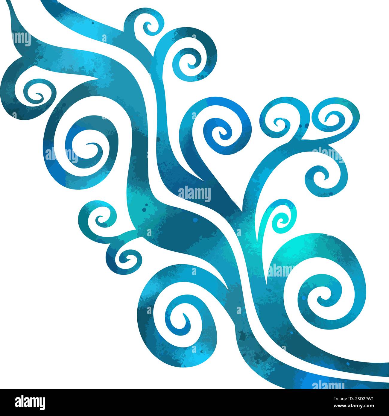 Abstract background frame with blue curls. hand drawing. Not AI, Vector ...