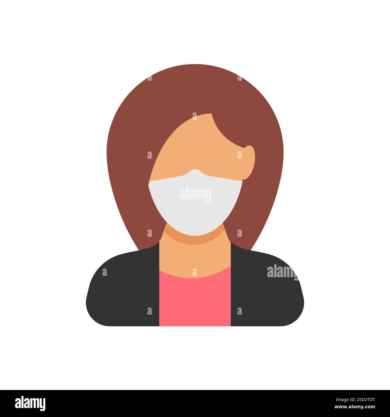 Avatar icon wearing protective face mask. Woman in flat style with ...