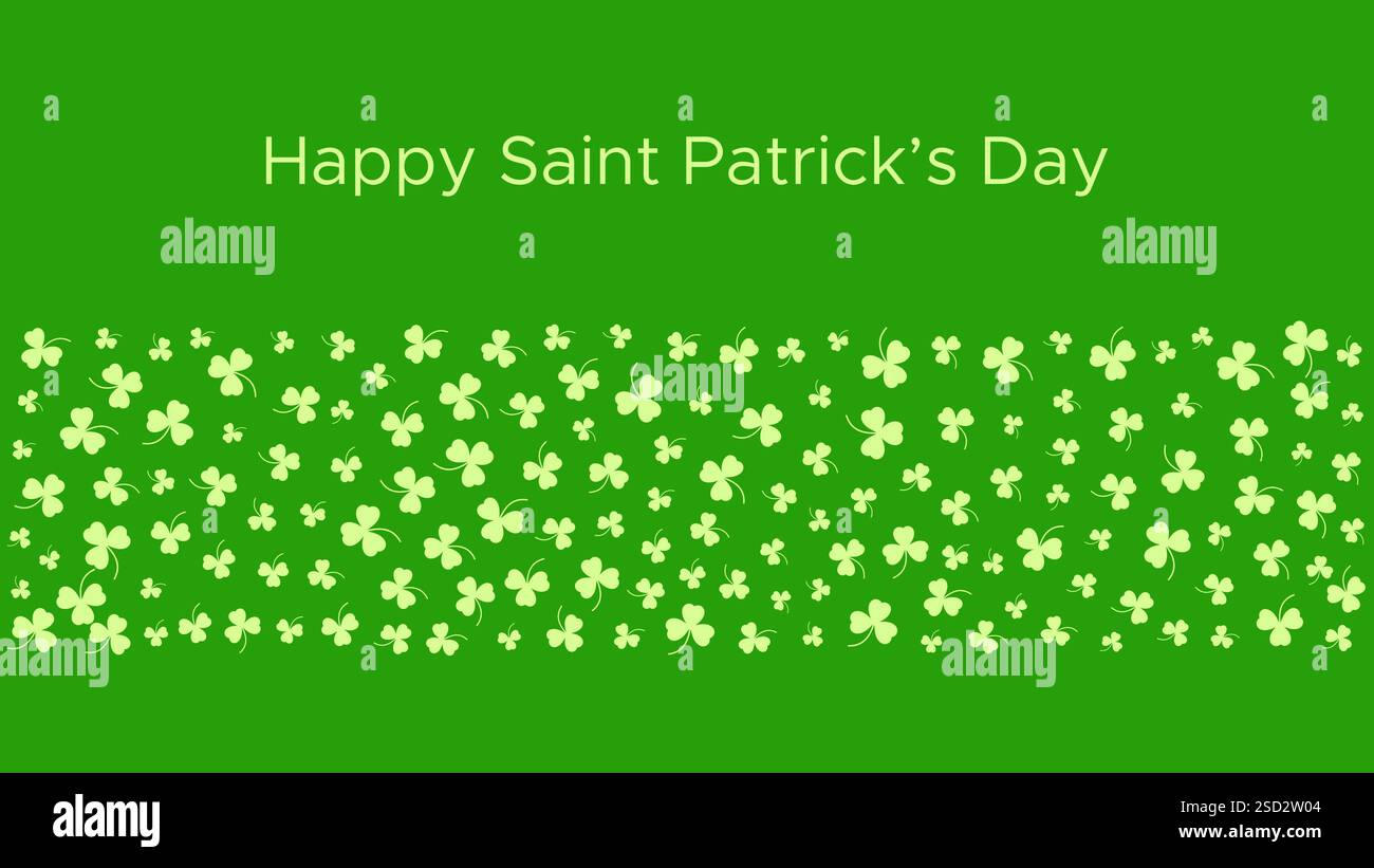 Happy Saint Patrick's day green background. Green clover leaves pattern ...