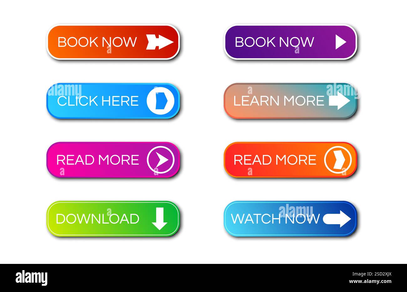 Set of eight modern gradient buttons with shadows. Read more Buttons. Vector illustration Stock ...