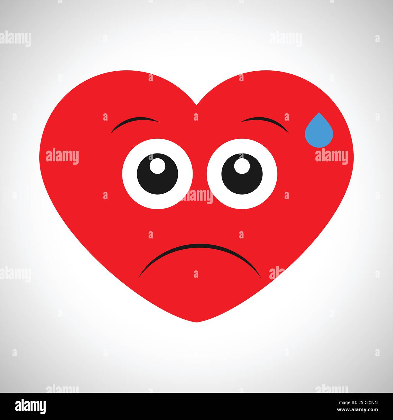 Dissatisfied sweaty cartoon heart. Symbol of Love. Vector illustration ...