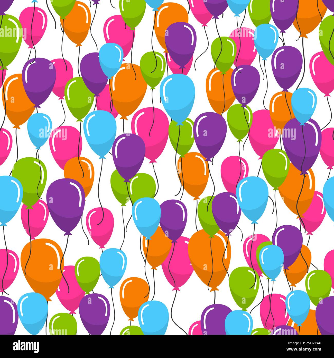 Seamless pattern with multicolored helium balloons on white background ...
