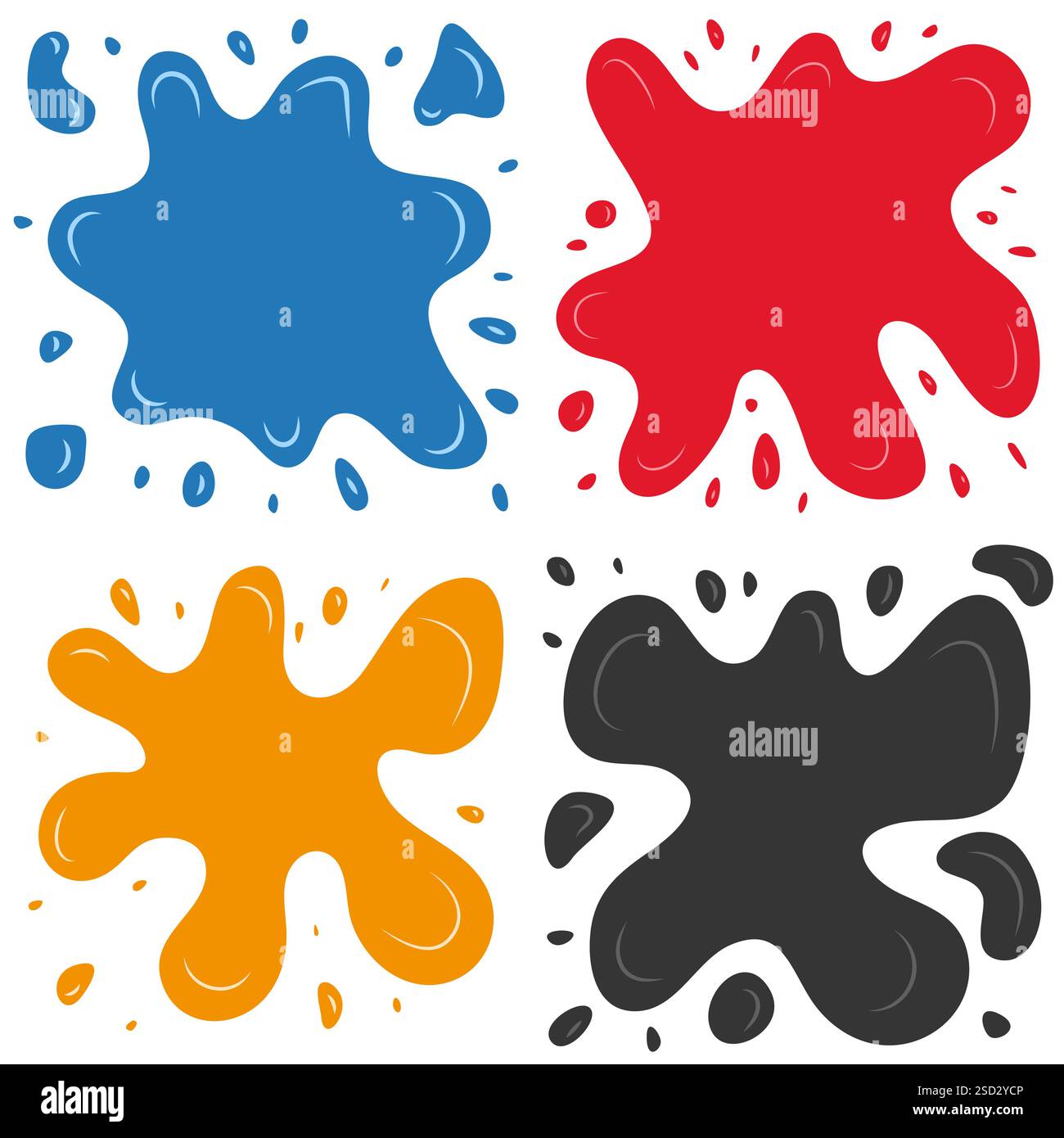 Set of four multi color splashes on a white background. Vector ...