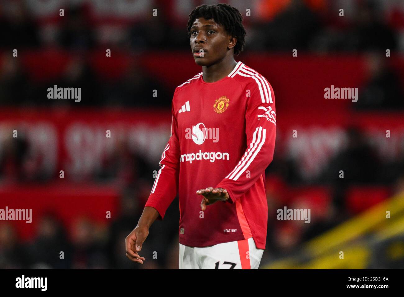 Manchester, UK. 07th Feb, 2025. Patrick Dorgu of Manchester United ...