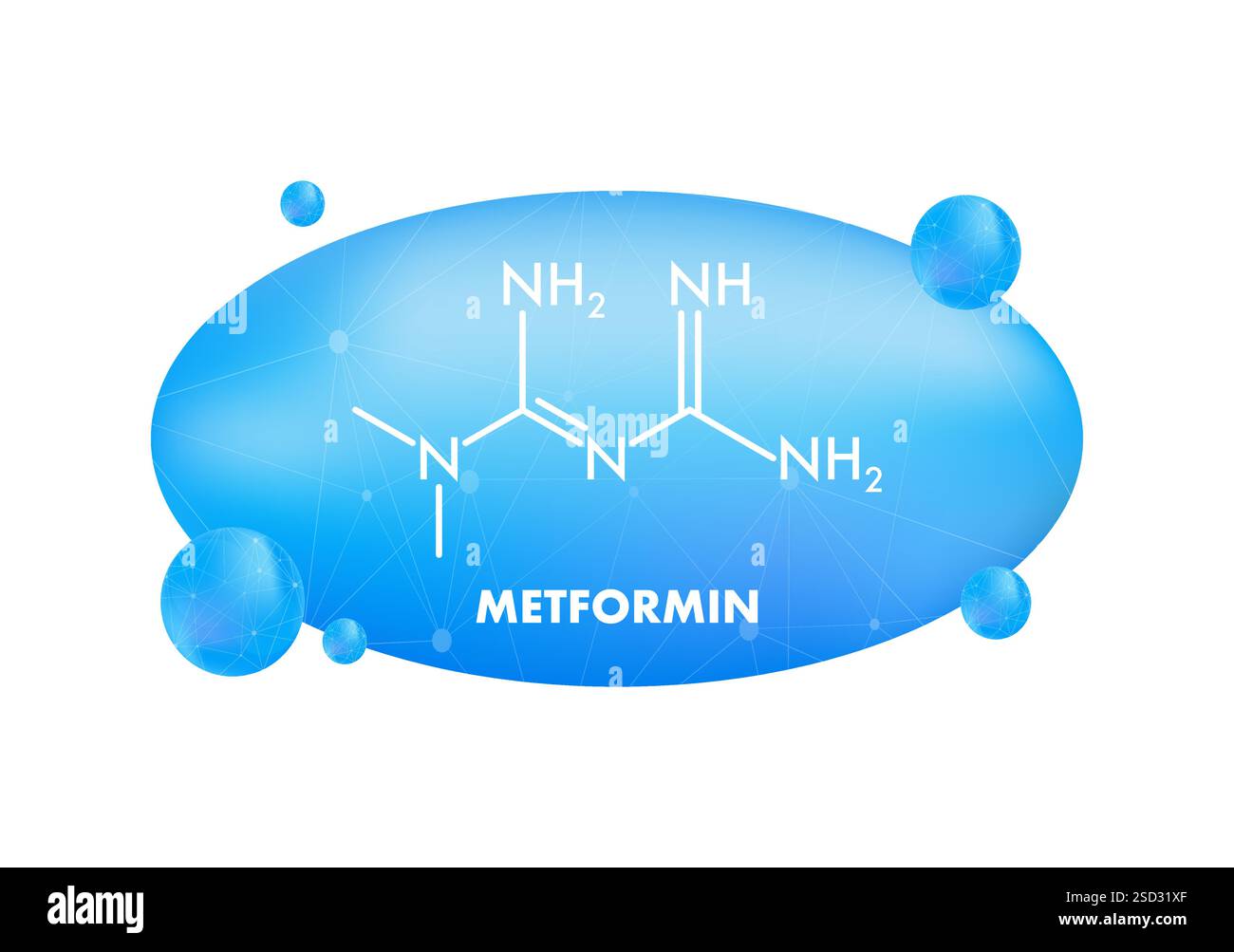 Metformin Molecular Structure with Blue Gradient Background Stock ...