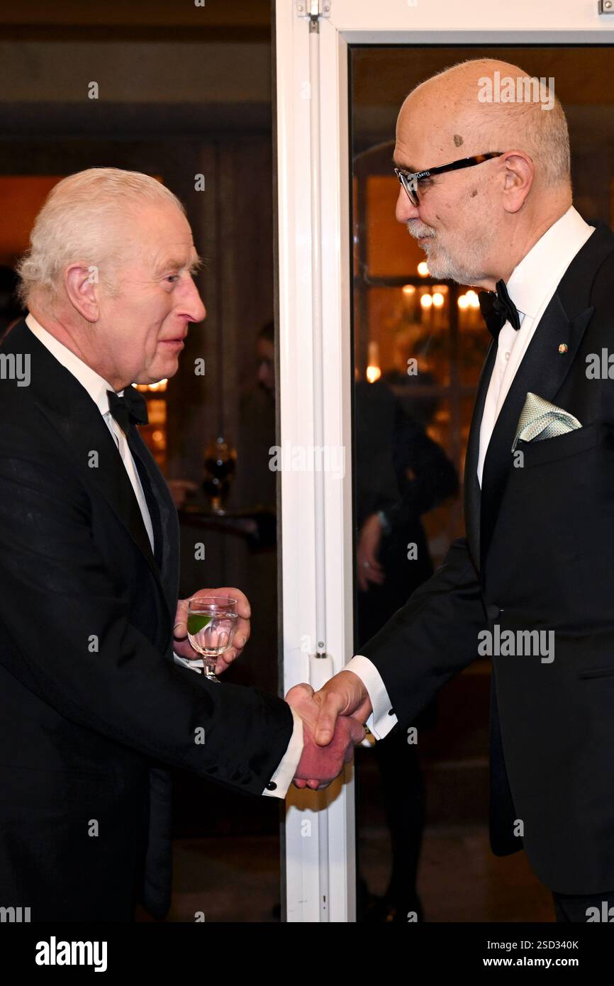 King Charles III greets Inigo Lambertini, Italian Ambassador to the UK ...