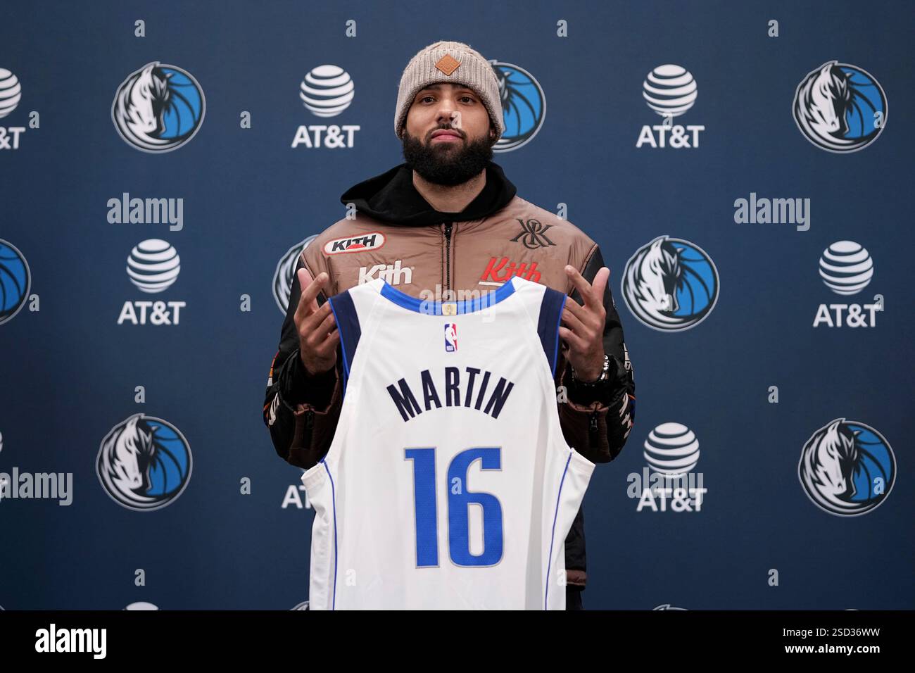 Dallas Mavericks new player Caleb Martin poses for a photo with his new ...
