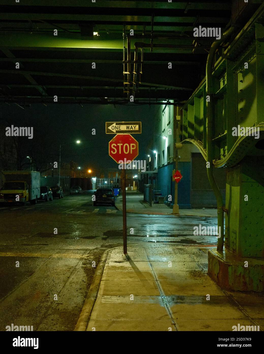 Night scene under the Brooklyn-Queens Expressway in Sunset Park ...