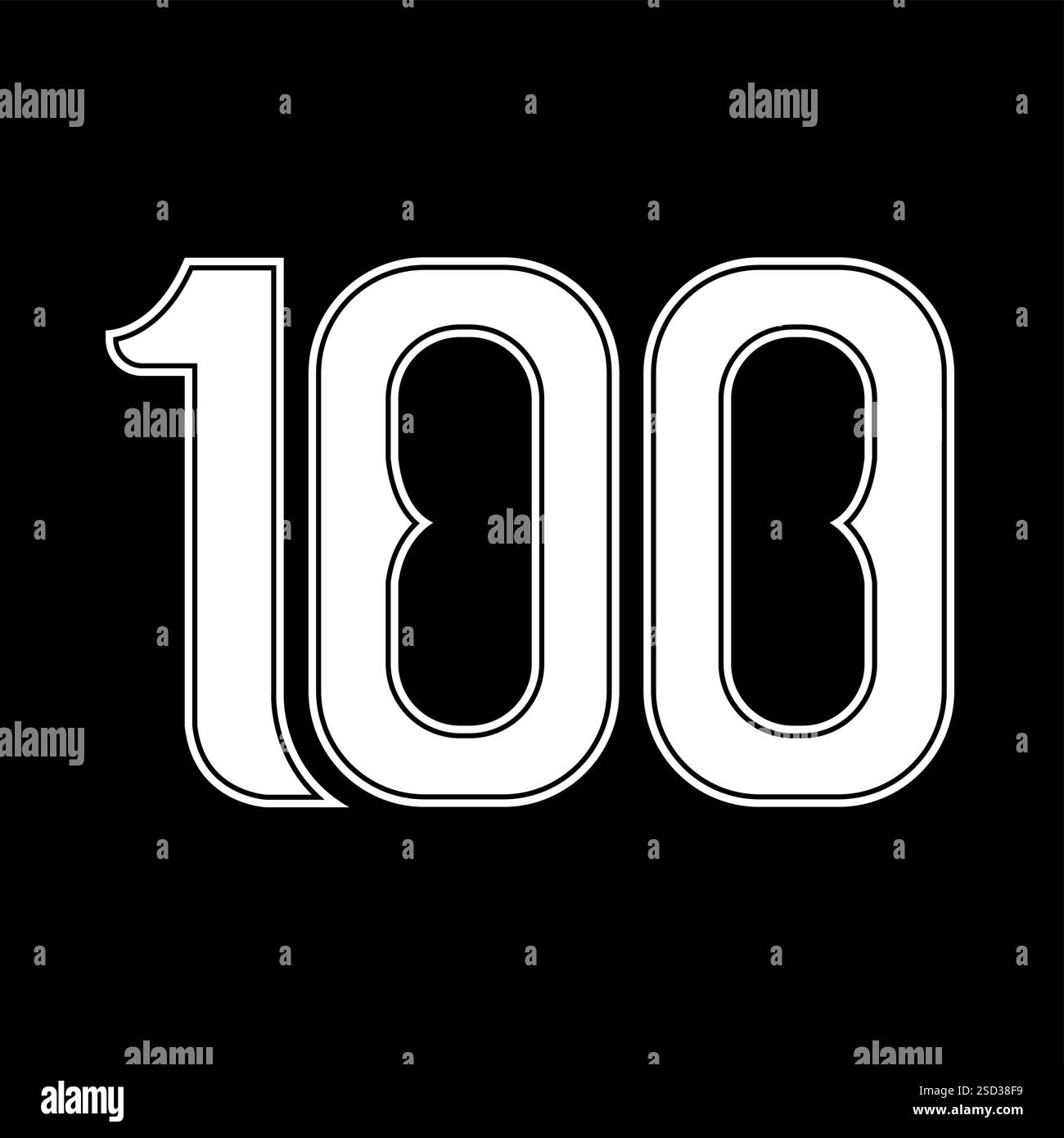 Personalized white number 100 on black background Stock Vector Image ...