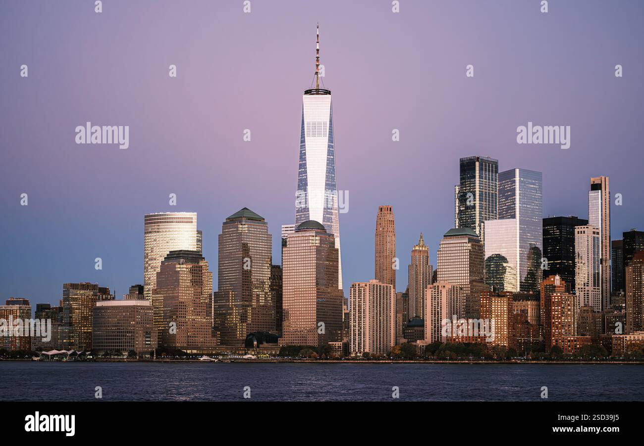 A stunning twilight view of the New York City skyline highlights One ...