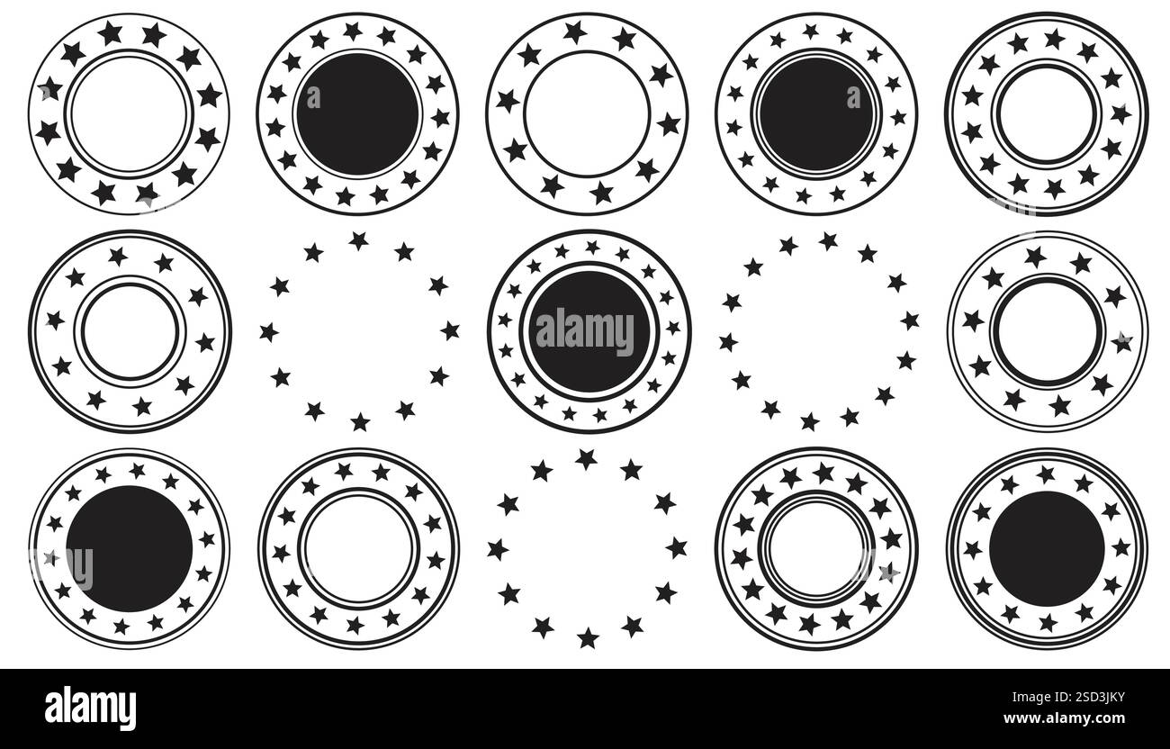 Round badges with stars for premium quality items. Stars in the circle ...