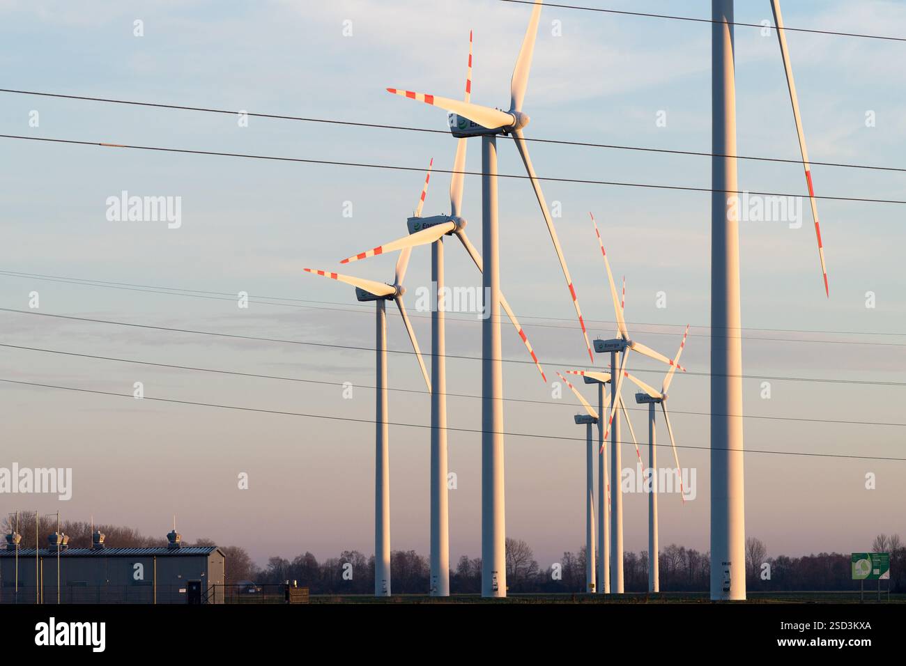 High voltage power lines and wind farm in Poland © Wojciech Strozyk ...