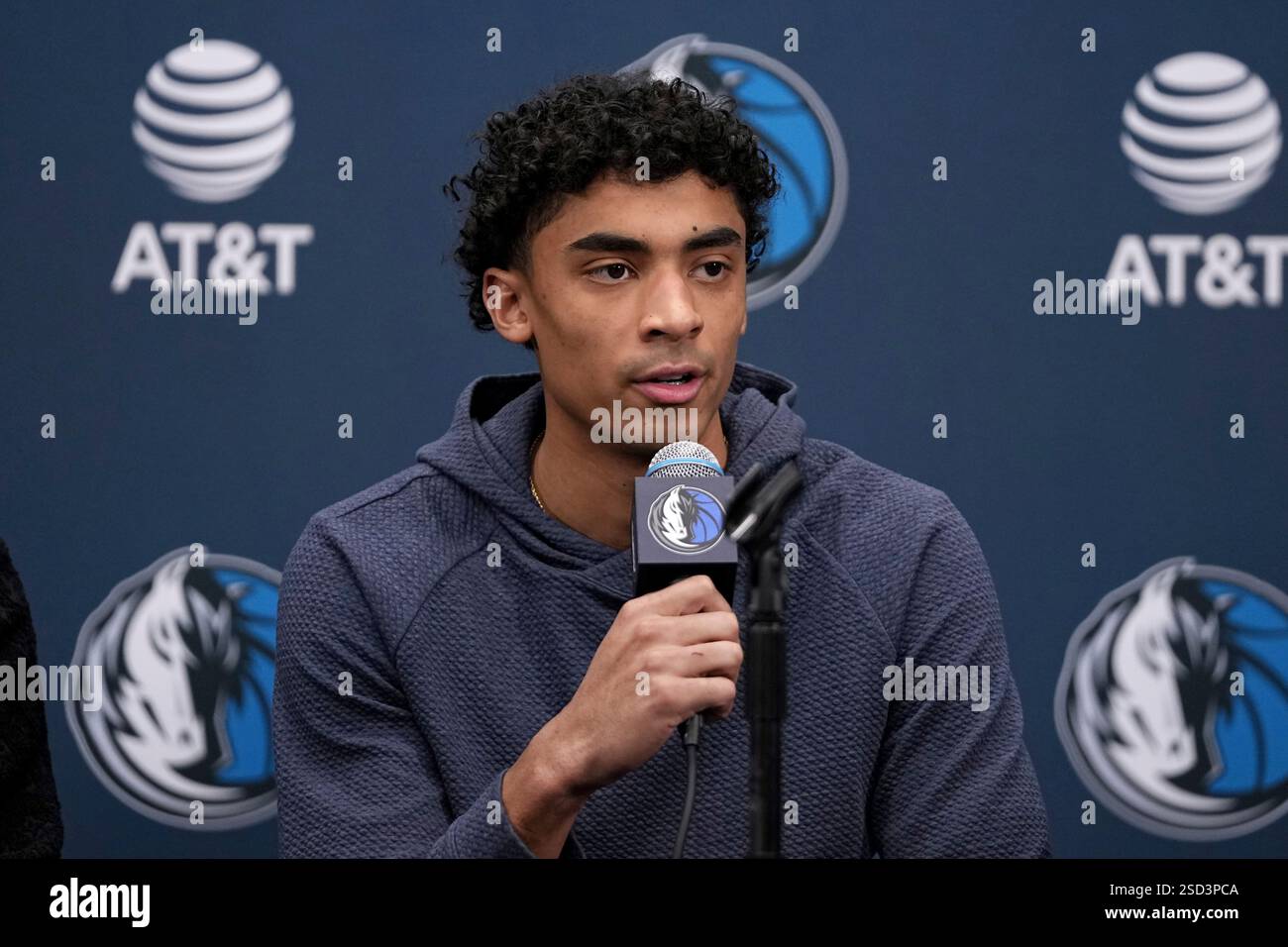 Newly acquired Dallas Mavericks player Max Christie responds to a ...