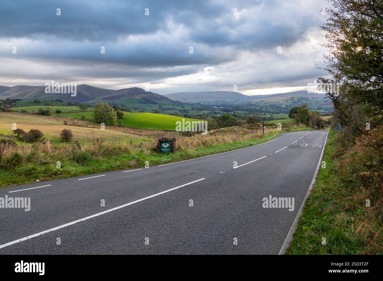 Road on the edge of the Yorkshire Dales national park with views of the ...