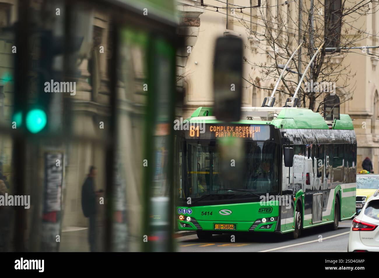 Bucharest, Romania. 7th Feb, 2025: Solaris Trollino 12M trolleybuses ...