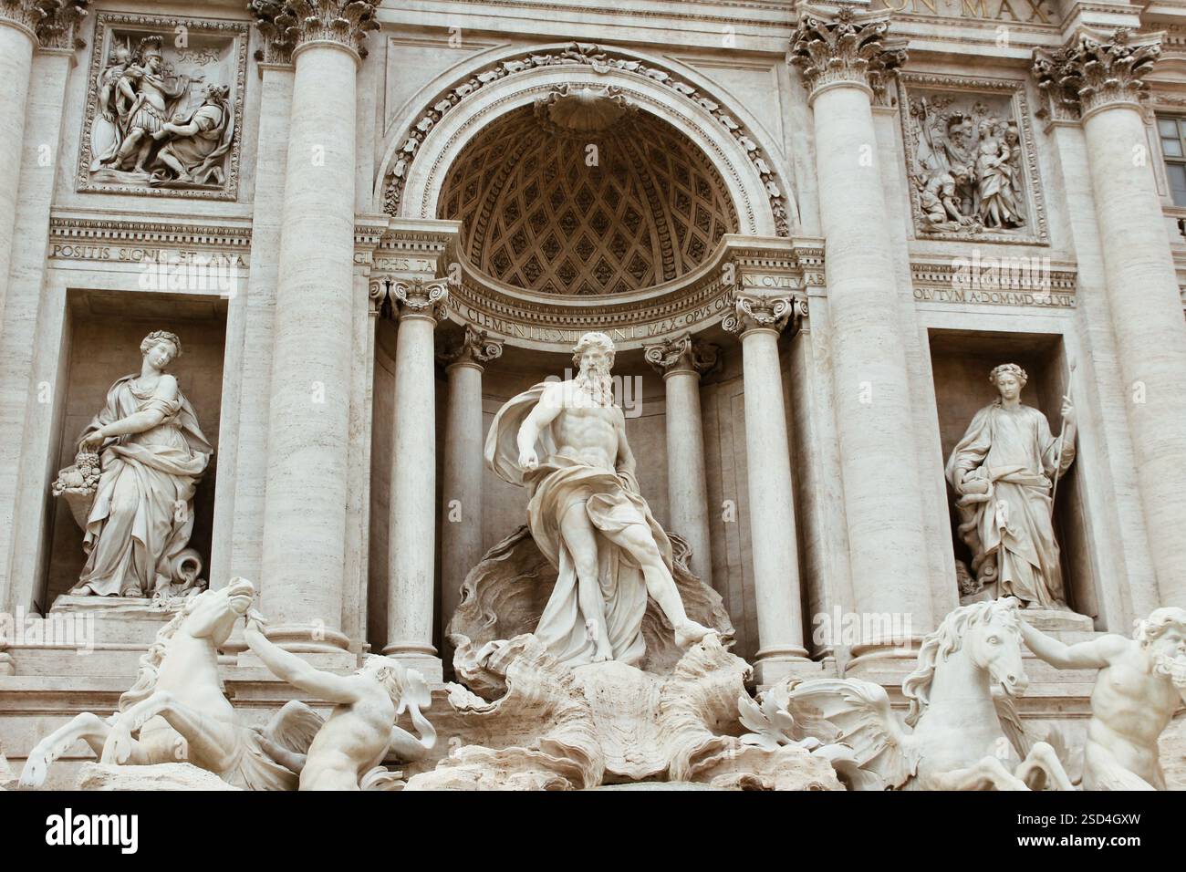 Rome, Italy - September 6 2018: Close-Up of Trevi Fountain Baroque ...
