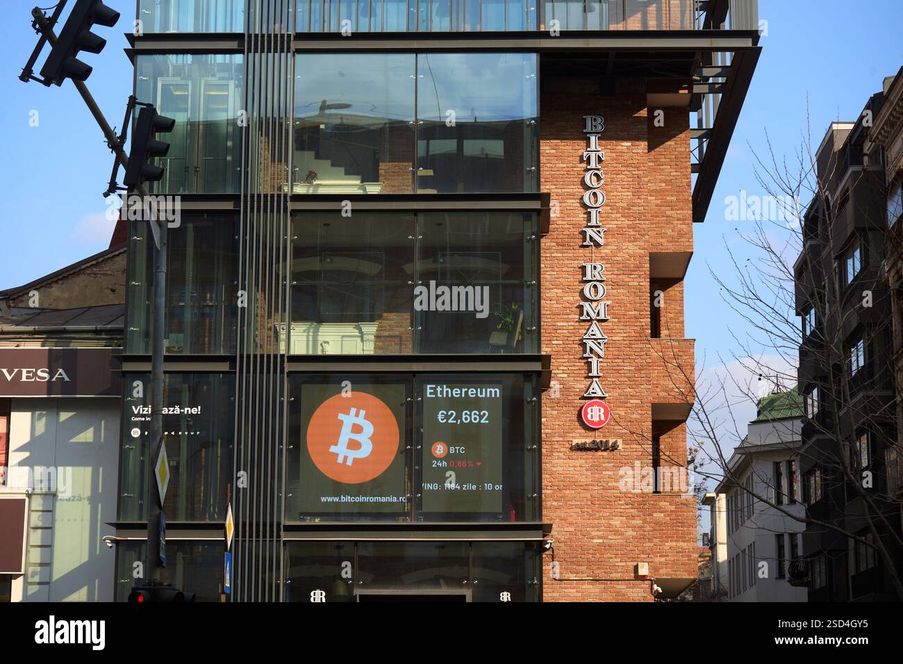 Bucharest, Romania. 7th Feb, 2025: Bitcoin Romania headquarters, in downtown Bucharest Stock ...