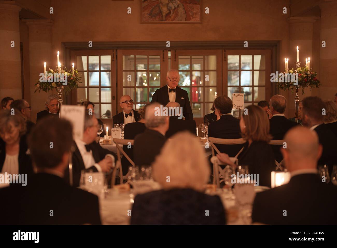 King Charles III delivers a speech during a dinner in celebration of ...