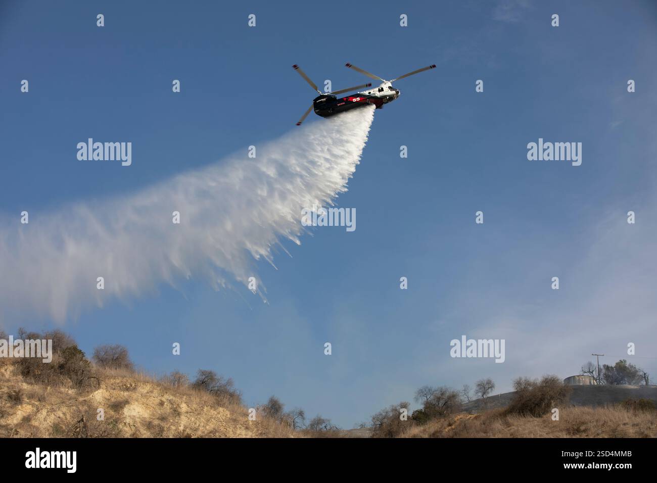 Brea, California, USA - October 3, 2021: A water dropping helicopter ...
