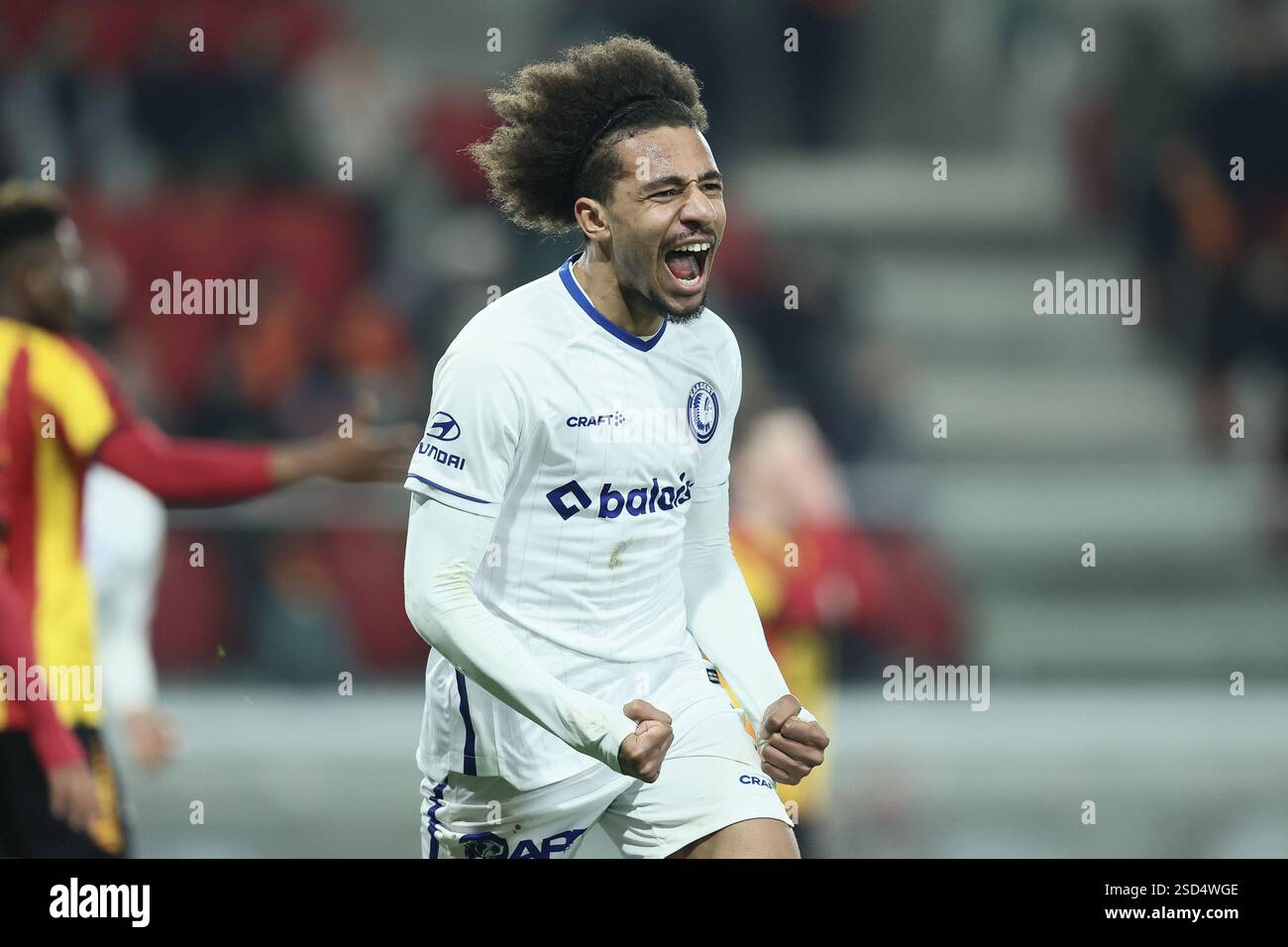 Mechelen, Belgium. 07th Feb, 2025. Gent's Hugo Gambor celebrates after ...