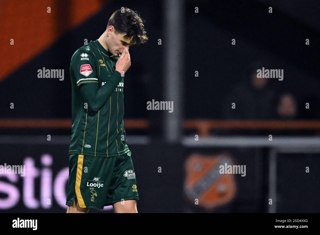 VOLENDAM - Matteo Waem of ADO Den Haag leaves the field with a red card ...
