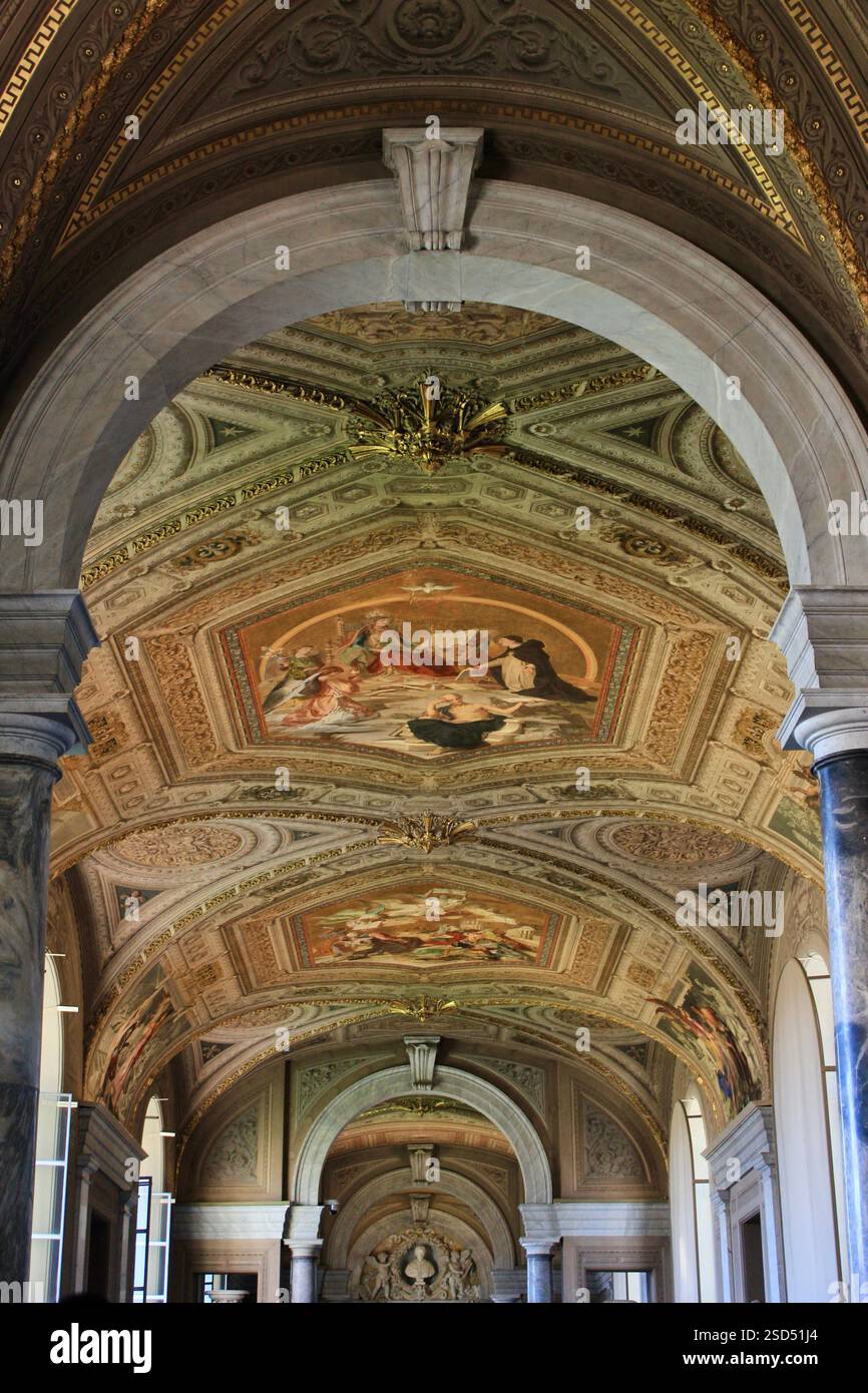 Vatican City - September 5 2018: Ornate Ceiling Frescoes and Arched ...