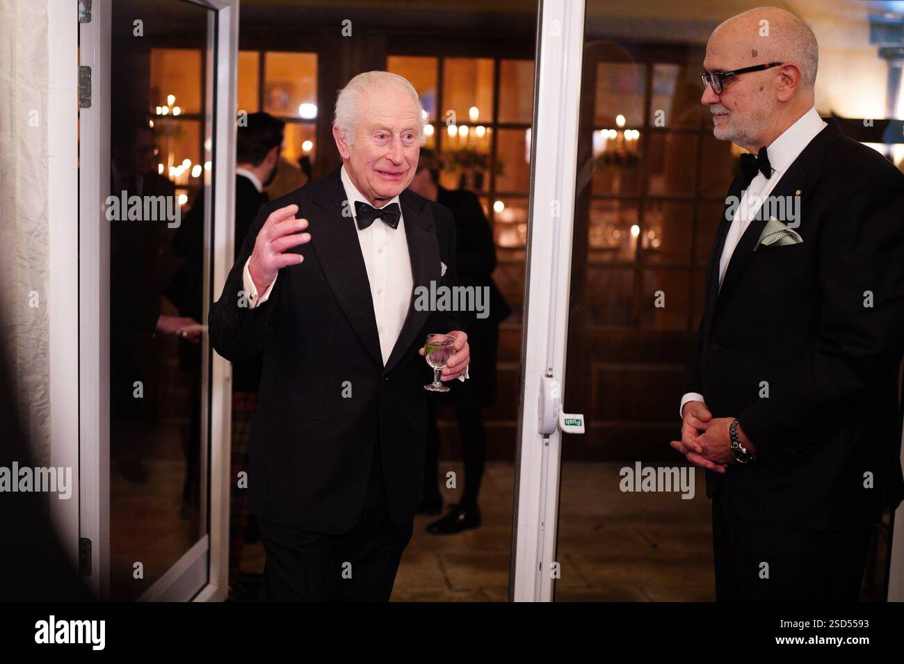 King Charles III talks with Inigo Lambertini, Italian Ambassador to the ...