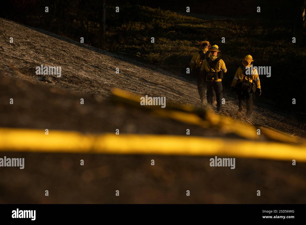 Brea, California, USA - October 3, 2021: Firefighters work to put out ...