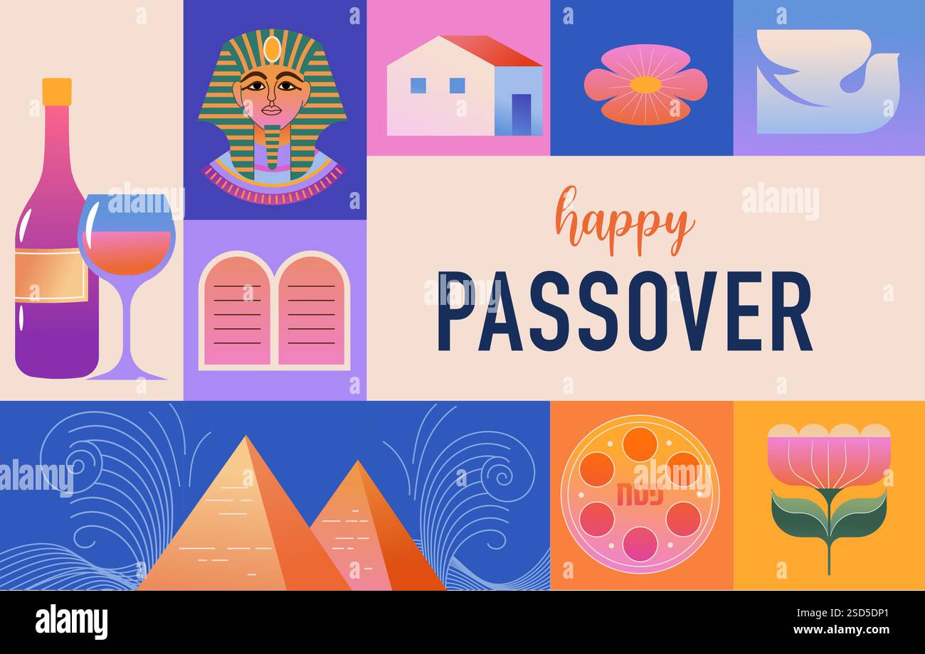 Happy Passover background, banner and poster design. Geometrical modern ...