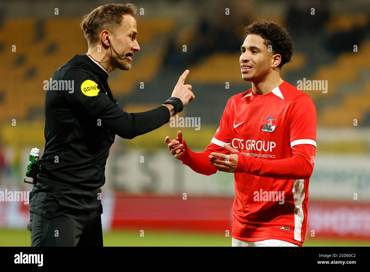 KERKRADE, NETHERLANDS - FEBRUARY 7: Referee Martin Perez talks with ...