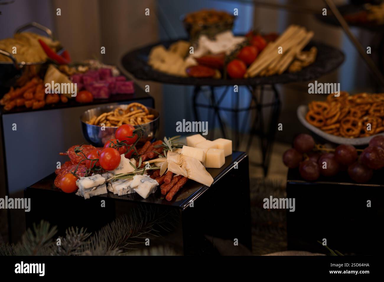 Elegant Charcuterie Board Display with Assorted Cheeses and Meats Stock ...