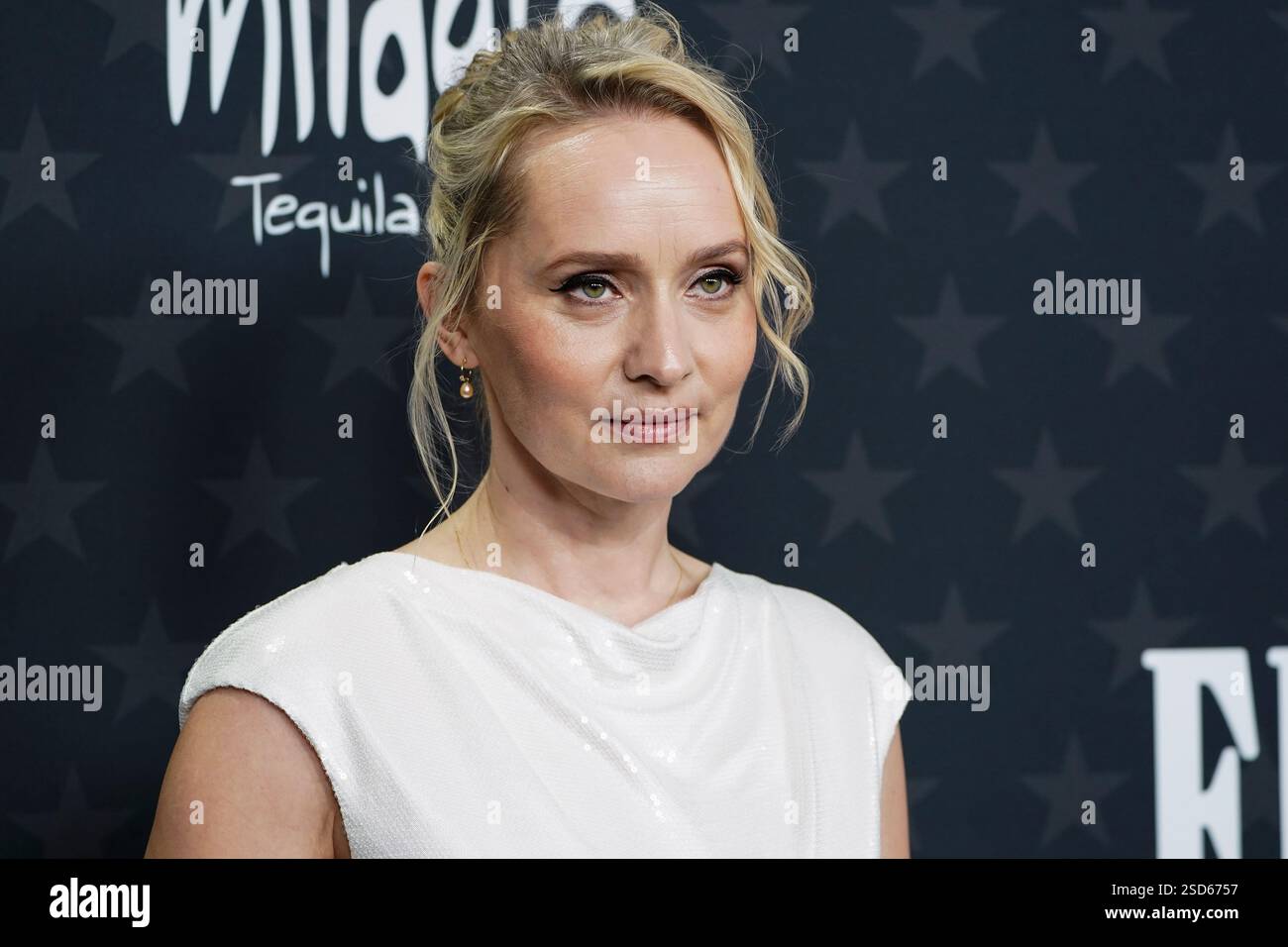 Mona Fastvold arrives at the 30th Critics Choice Awards on Friday, Feb. 7, 2025, at the Barker ...