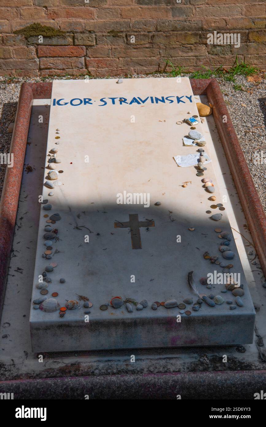 Grave of Igor Stravinsky, 1882-1971, composer and conductor, Isle of the Dead San Michele ...