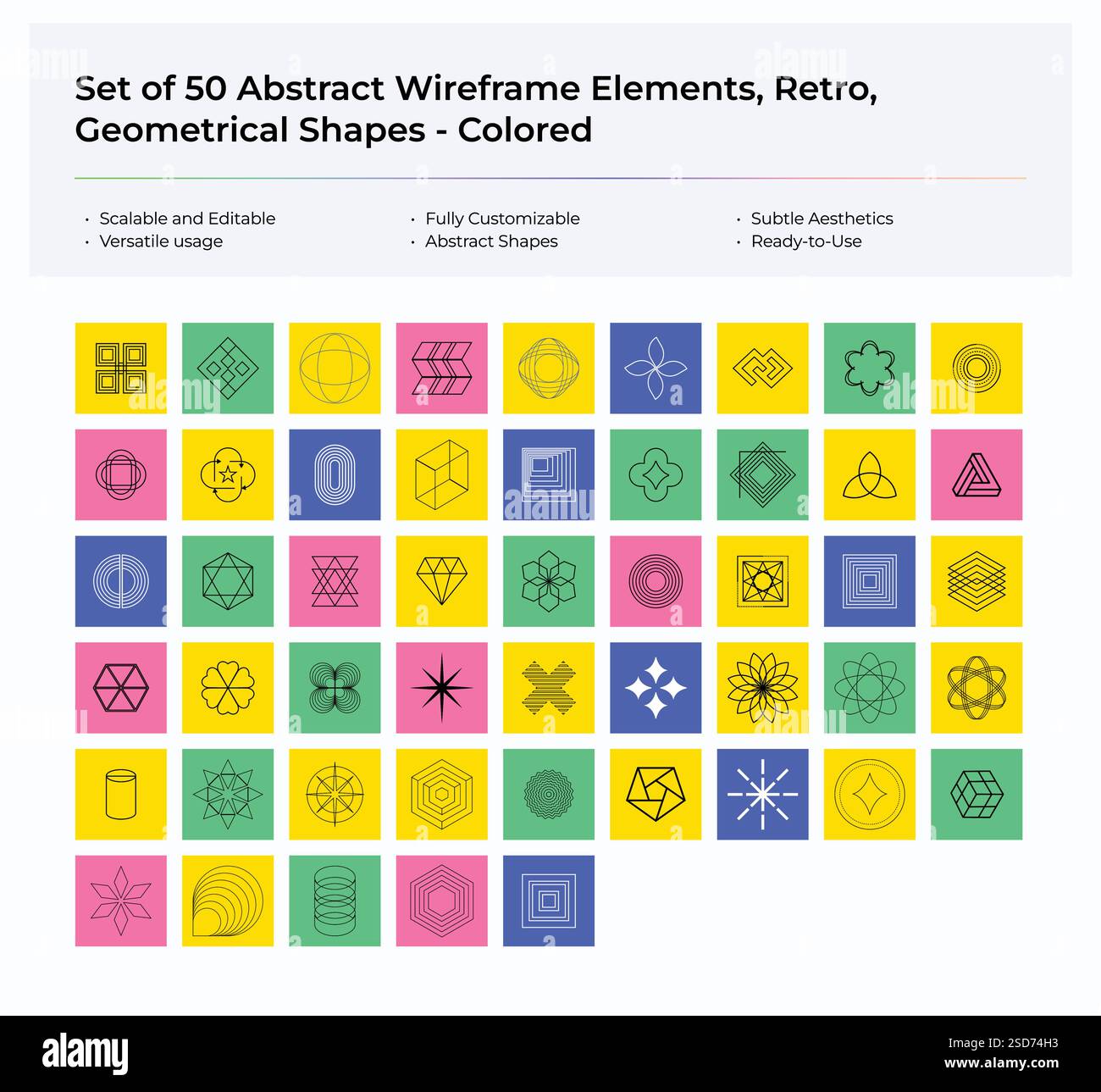 Retro filled wireframe designs hi-res stock photography and images - Alamy