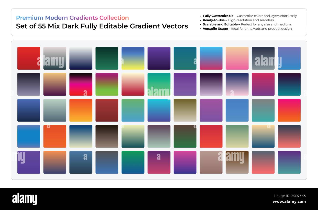 Set of 55 Mix Dark Fully Editable Gradient Vectors Stock Vector Image ...
