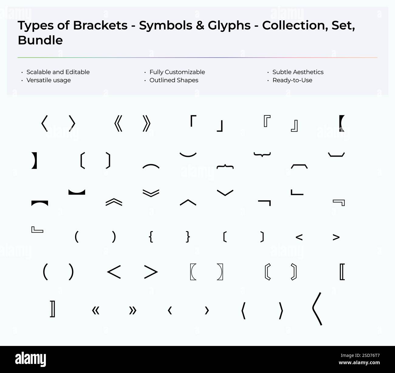 Types of Brackets - Symbols & Glyphs Collection Stock Vector Image ...