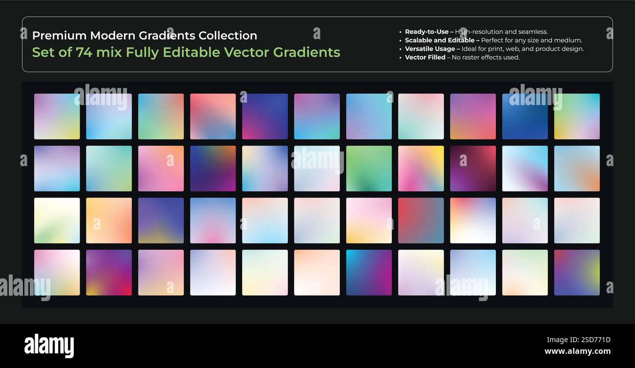 Set of 74 Mix Fully Editable Vector Gradients Stock Vector Image & Art ...
