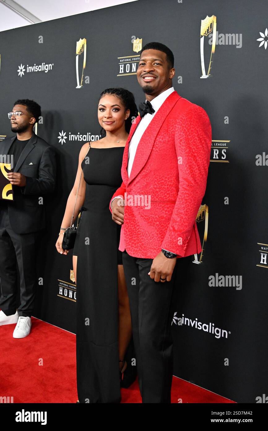 Saenger Theatre. 6th Feb, 2025. New Orleans LA; Jameis Winston and his ...