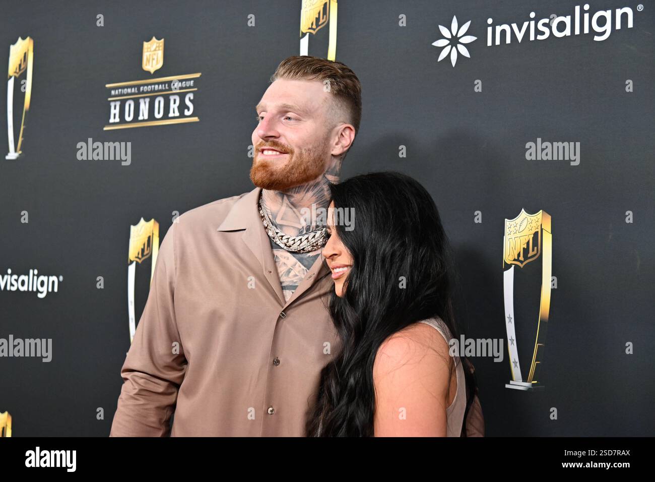 February 6, 2025, New Orleans LA; Maxx Crosby and his wife Rachel ...