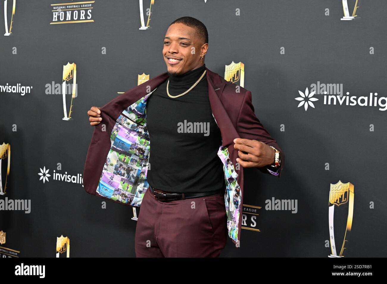 February 6, 2025, New Orleans LA; C.J. Ham poses on the red carpet ...