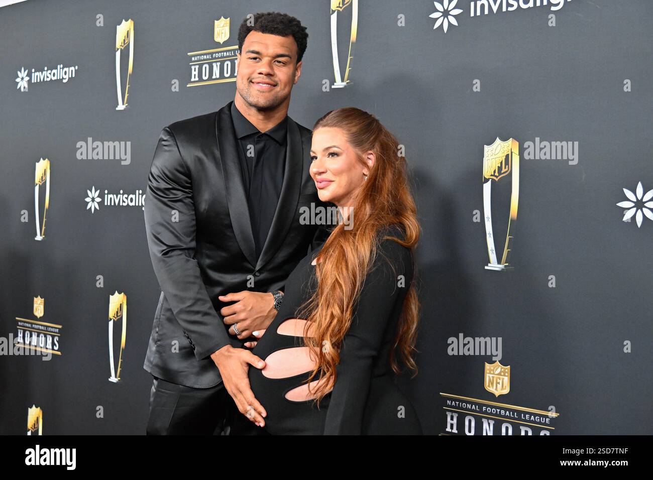 Saenger Theatre. 6th Feb, 2025. New Orleans LA; Arik Armstead and Mindy ...