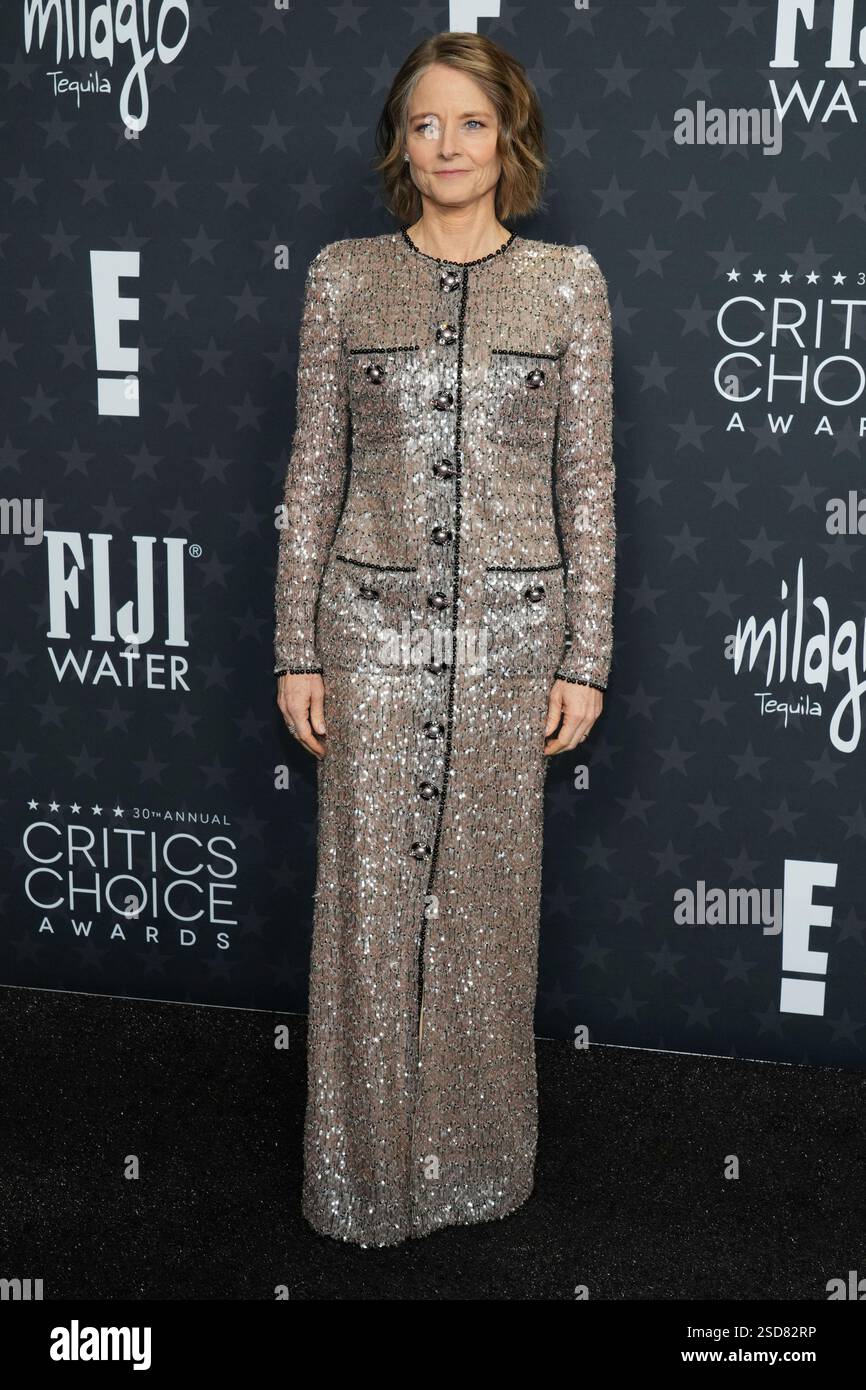 Jodi Foster arrives at the 30th Critics Choice Awards on Friday, Feb. 7, 2025, at the Barker ...