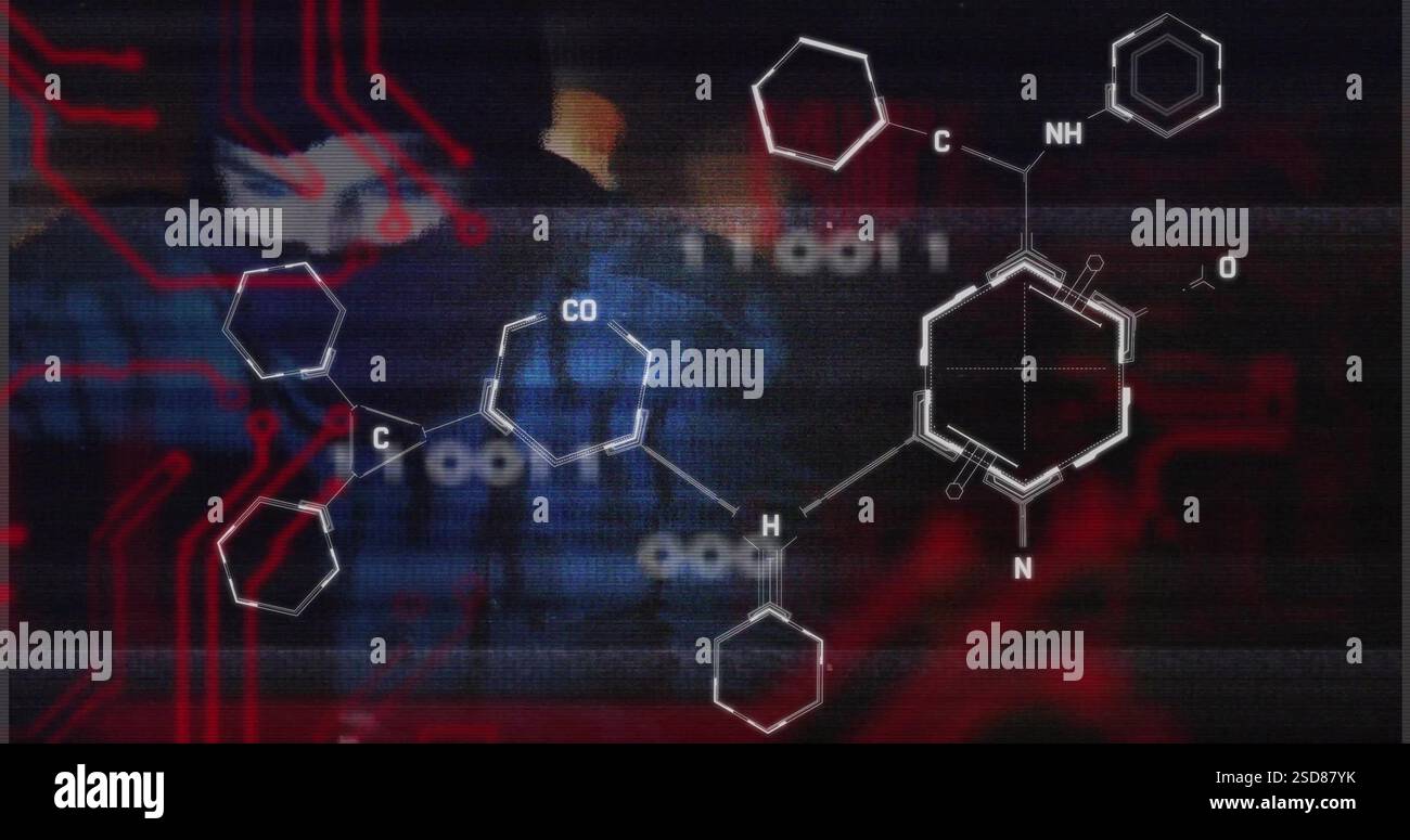 Chemical structures and molecular formulas image over blurred ...