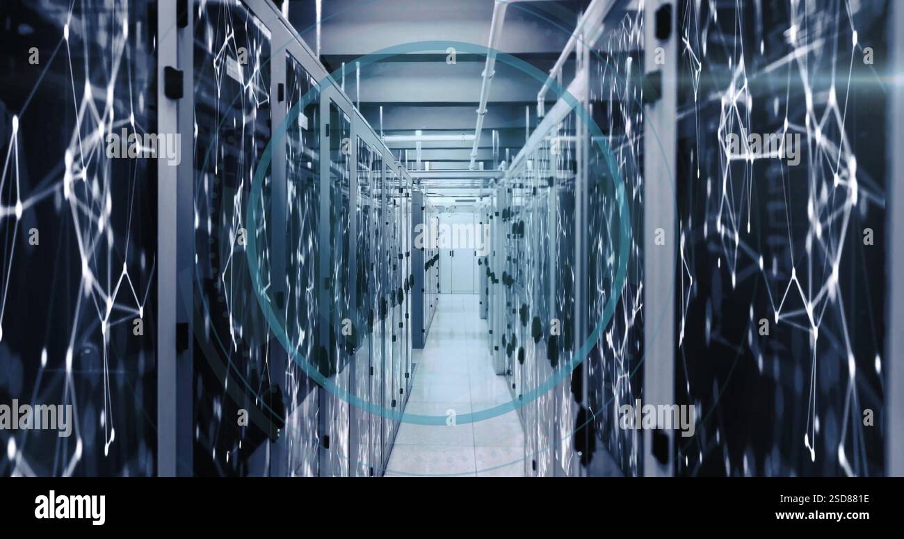 Image of high-tech data center with futuristic digital network ...