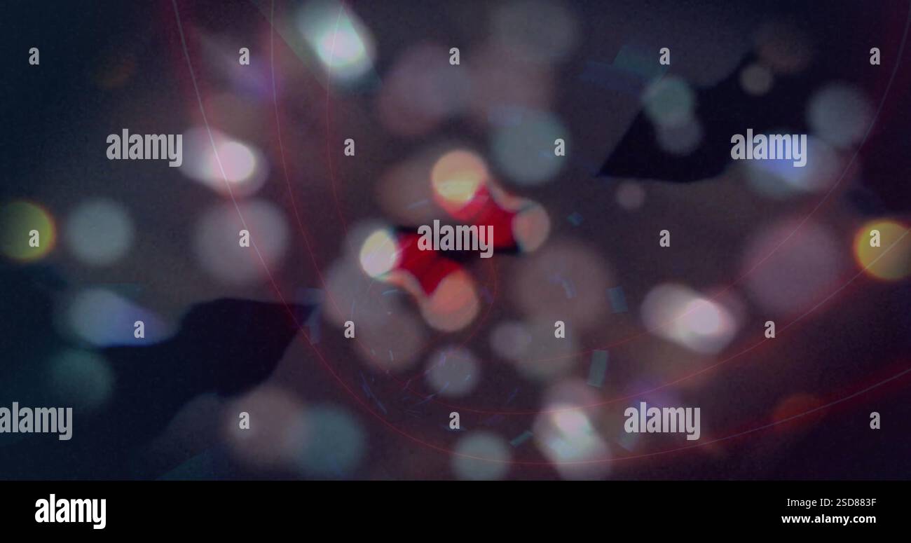 Image of abstract lights creating colorful bokeh effect in dark, artistic background design ...