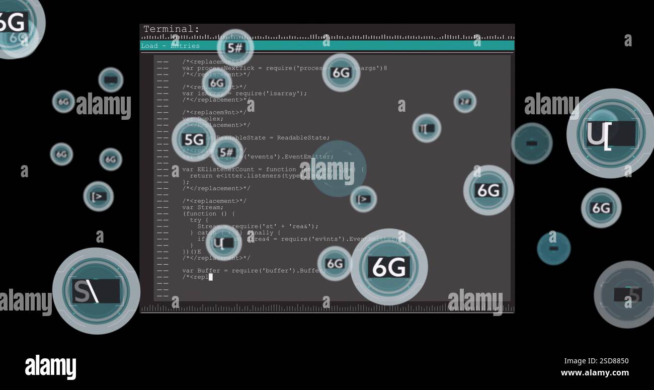 6G technology image over computer code in terminal window Stock Photo ...